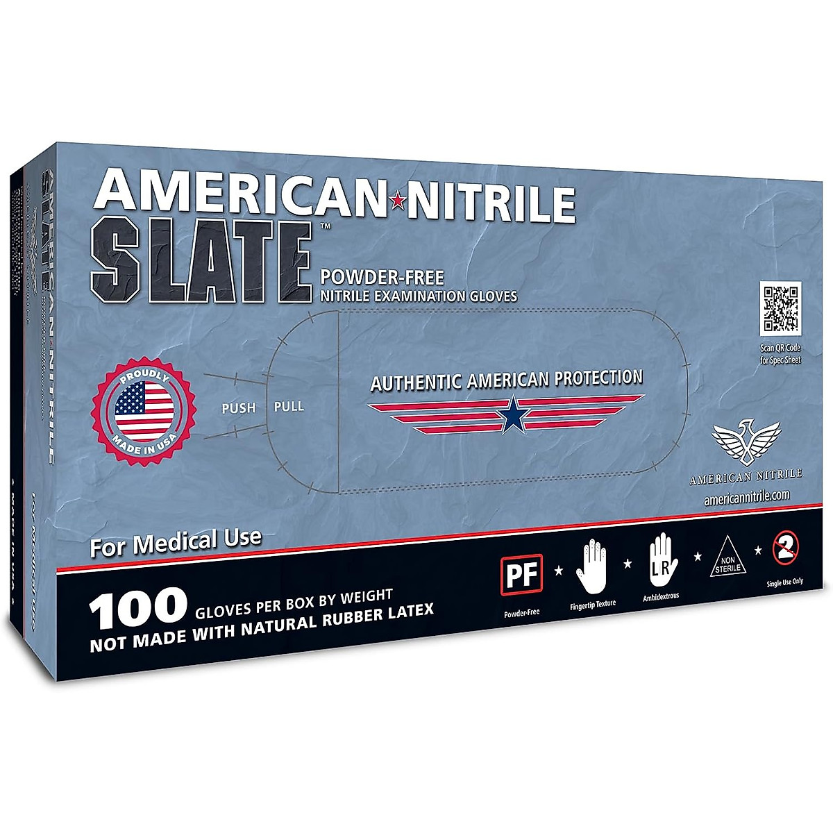 American Nitrile – Slate Powder Free Nitrile Gloves – Latex Free Disposable Gloves – Made in the USA