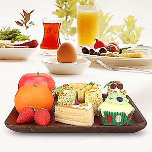 10 Inch Best Square Acacia Wood Dinner Plates Set of 2 Decorative Wooden Serving Platter for Food Fruit Tray Appetizer Dessert Salad Plates Charger Plates Charcuterie Boards