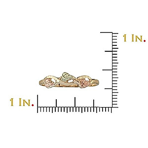 Diamond-Cut Grape Leaf Cut-Out Band, 10k Yellow Gold, 10k Yellow Gold, 12k Green and Rose Gold Black Hills Gold Motif, Size 11