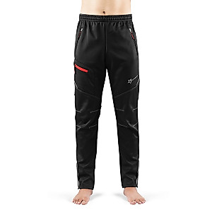 ROCKBROS Cycling Pants for Men Windproof Thermal Fleece Winter Athletic Bike Pants Handlebar Mittens Cold Weather Mountain Bike Handlebar Mittens