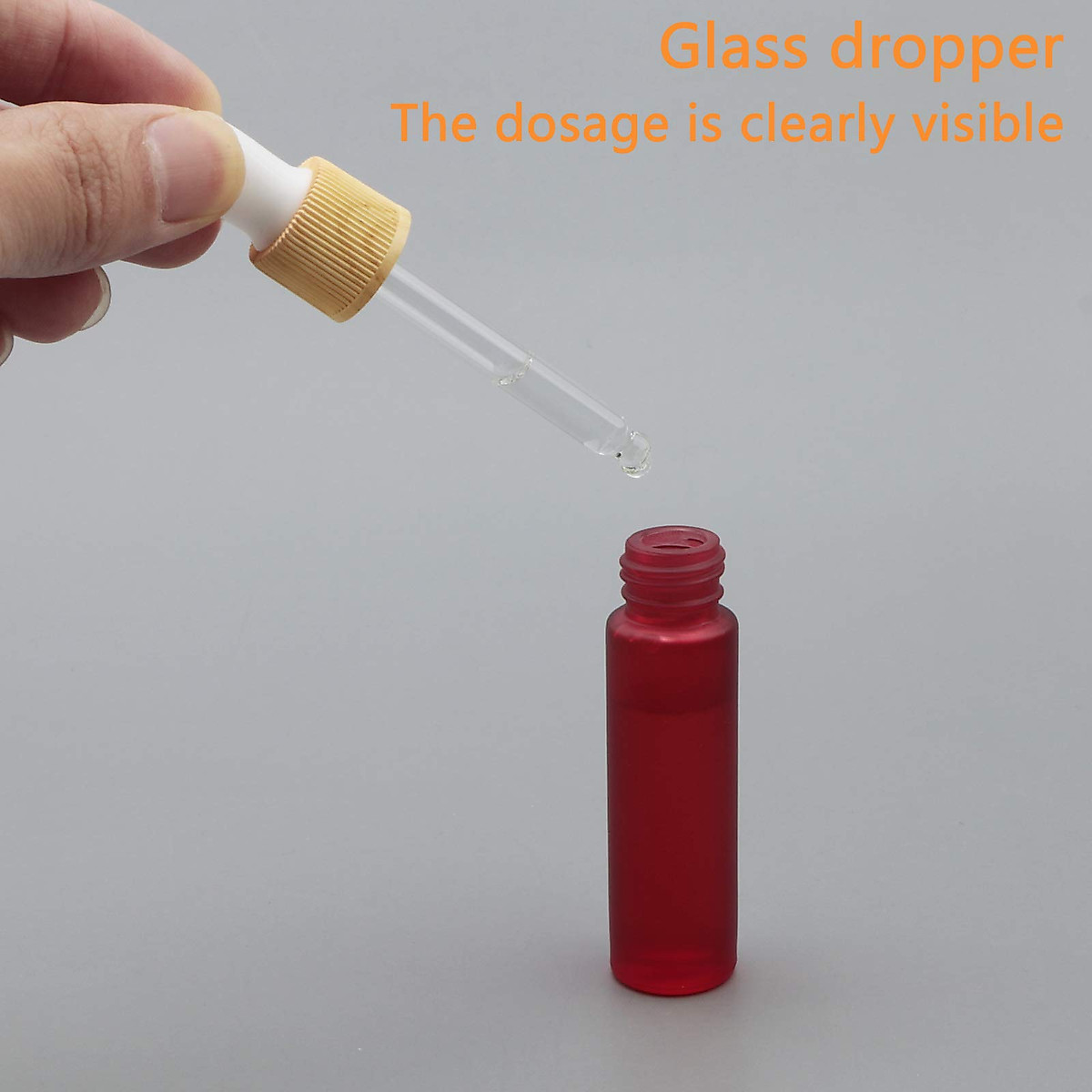 Ellbest 10ml Essential Oil Dropper Glass Bottle 10pcs Colorful Dropper Glass Bottles with Eye Dropper for Travel, Carrying Outside (Matte Red)