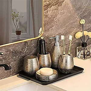 WYKDD Handmade Retro Ceramic Bathroom Five-Piece Set Wash Bathroom Toilet Supplies Set Wedding Wash Set