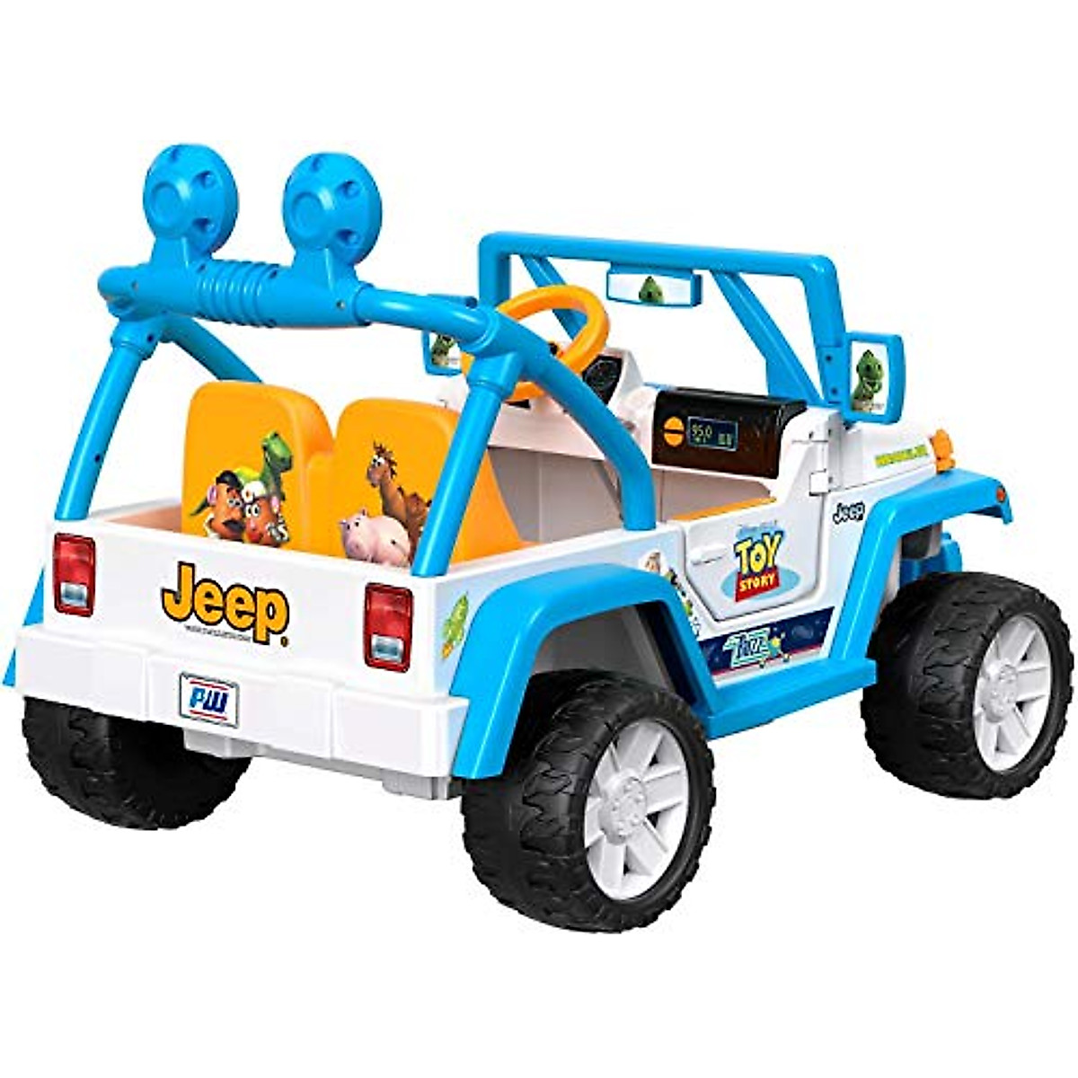 Power Wheels Disney Pixar Toy Story Jeep Wrangler, 12V battery-powered ride-on vehicle for preschool kids ages 3-7 years