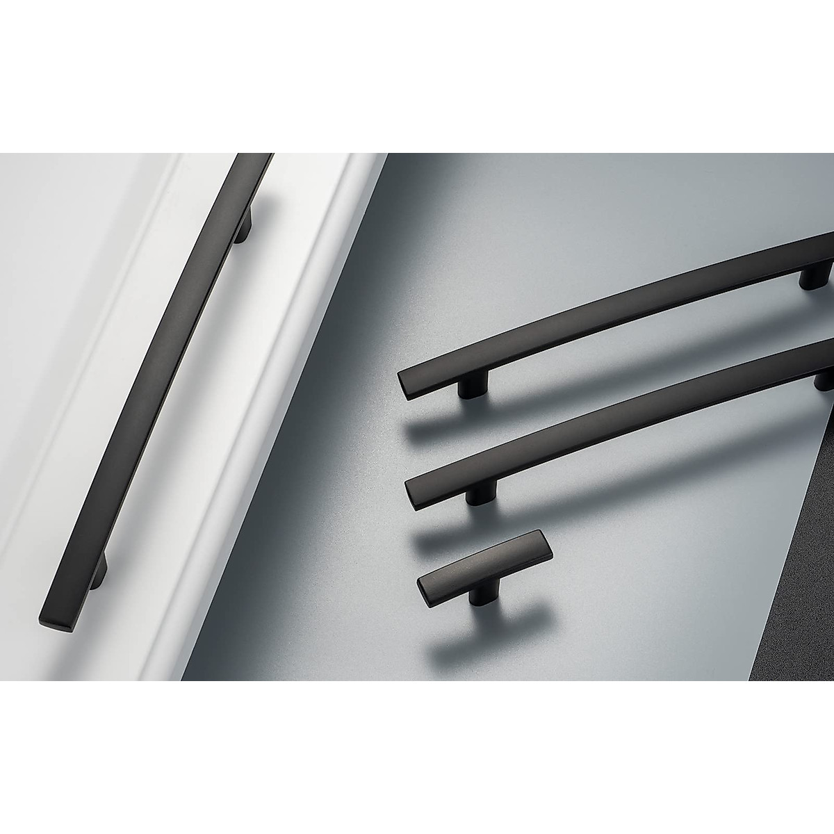 KOOFIZO Solid Curved Bar Cabinet Pull - Black Furniture Arch Handle, 3 Inch/76mm Screw Hole Center, 10-Pack for Kitchen Cupboard Door, Bedroom Dresser Drawer, Bathroom Wardrobe Hardware