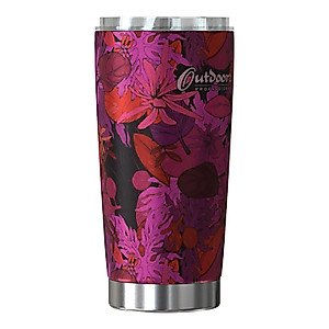 OUTDOORS PROFESSIONAL OUTD9317 20-Oz. Stainless Steel Double-Walled Vacuum-Insulated Classic Tumbler with Sealed Silicone Lid (Tropical Purple)