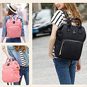 Yokstore Baby Diaper Bag Large Capacity Baby Backpack Bag Multi-Function Waterproof Travel Maternity Nappy Bag for Mom and Dad with Stroller Straps , Black ,Medium