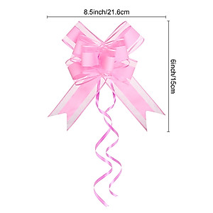 Lystaii 10 PCS Large Pull Bows Wrapping Ribbon Pull Bows Gift Bows for Birthday Presents Wedding Gift Baskets Presents Package Bow Decoration (Pink)
