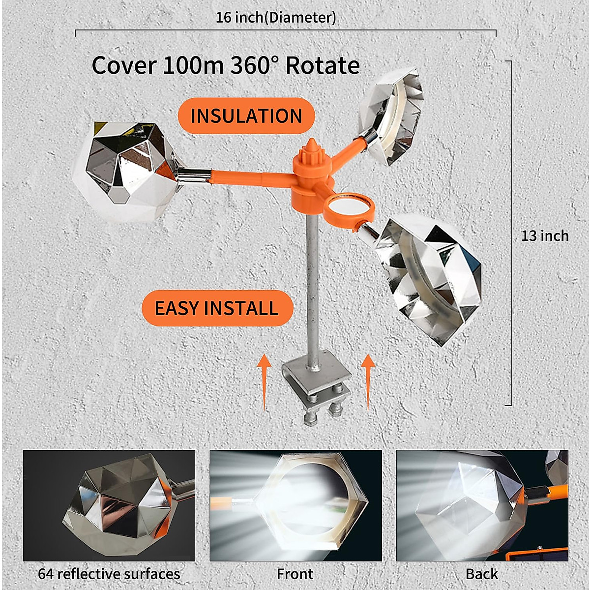 HortiMan Bird deterrents Devices Outdoor, Bird reflectors for Outside, Pigeon Deterrent, Woodpecker Deterrent, Effective Bird Scare Devices, Wind Powered - Weatherproof Aluminum