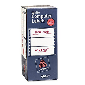 Avery 4014 Dot Matrix Mailing Labels, 1 Across, 1 7/16 x 4, White (Box of 5000)