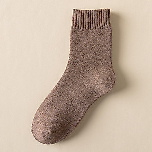 Guabogewa 1085 Steel Stock Womens Socks Solid Color Thickened Medium Length Tube Winter Warm Stockings Socks (Brown, One Size)