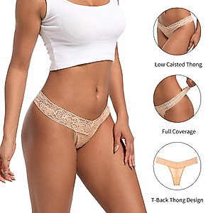 Pmrxi Pack 10 Seamless Lace Thongs for Women Plus Size XS to 5XL Breathable Panties Low Rise Stretch Cotton No Show Underwear Size Medium