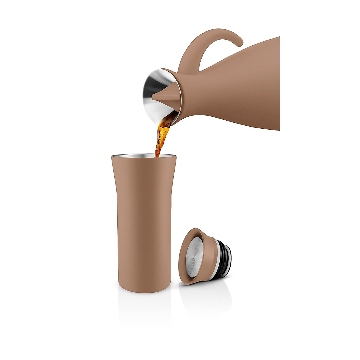 Eva Solo | City To Go Cup 12oz Mocca | Practical, double-walled thermo cup for easy and simple one-hand operation – click-lid allows drinking from all sides | Mocca