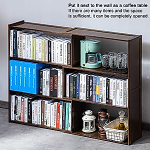 COPREE Multifunctional 4-Layer + 4-Layer Bookshelf Combination,Bamboo 4 Tier Book Shelves, Walnut-Colored Freestanding Book Rack Organizer Shelving Unit Storage for Living Room, Bedroom and Office