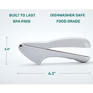 HiramWare Garlic Press, Kitchen Garlic Mincer Slicer or Squeezer with Ergonomic handle, Professional Ginger Crusher with Good Grip, Easy to Clean and Squeeze, Dishwasher Safe, BPA Free, Heavy Duty