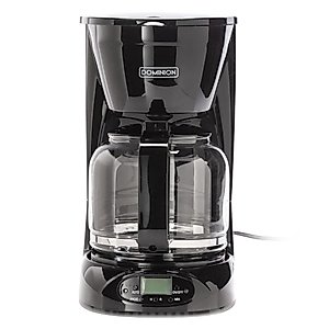 Dominion 15-Cup Deluxe Digital & Programmable Drip Coffee Maker, Auto Keep Warm Function, Anti-Drip System with Permanent Filter and Borosilicate Glass Carafe, One-Touch Operation, Black