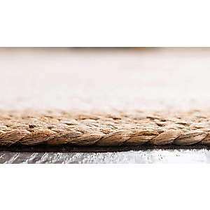 Unique Loom Braided Jute Collection Hand Woven Natural Fibers Ivory Round Rug (3' 3 x 3' 3)