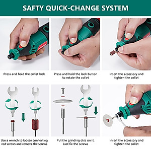 HYCHIKA 180W Rotary Tool, Variable Speed Rotary Tool Kit with Flex Shaft, 173pcs Accessories Kit & 8000-35000RPM Multi-Tool, Perfect for Cutting, Detail Sanding, Engraving, Wood Carving, and Polishing