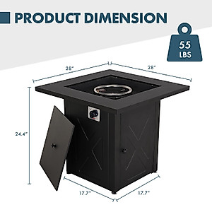 Fire Pit Table, Propane Firepit Outdoor Gas Fire Pits Clearance, 50,000 BTU with Metal Tabletop, Lid, Lava Rocks for Outside Patio, Garden, Deck, Yard