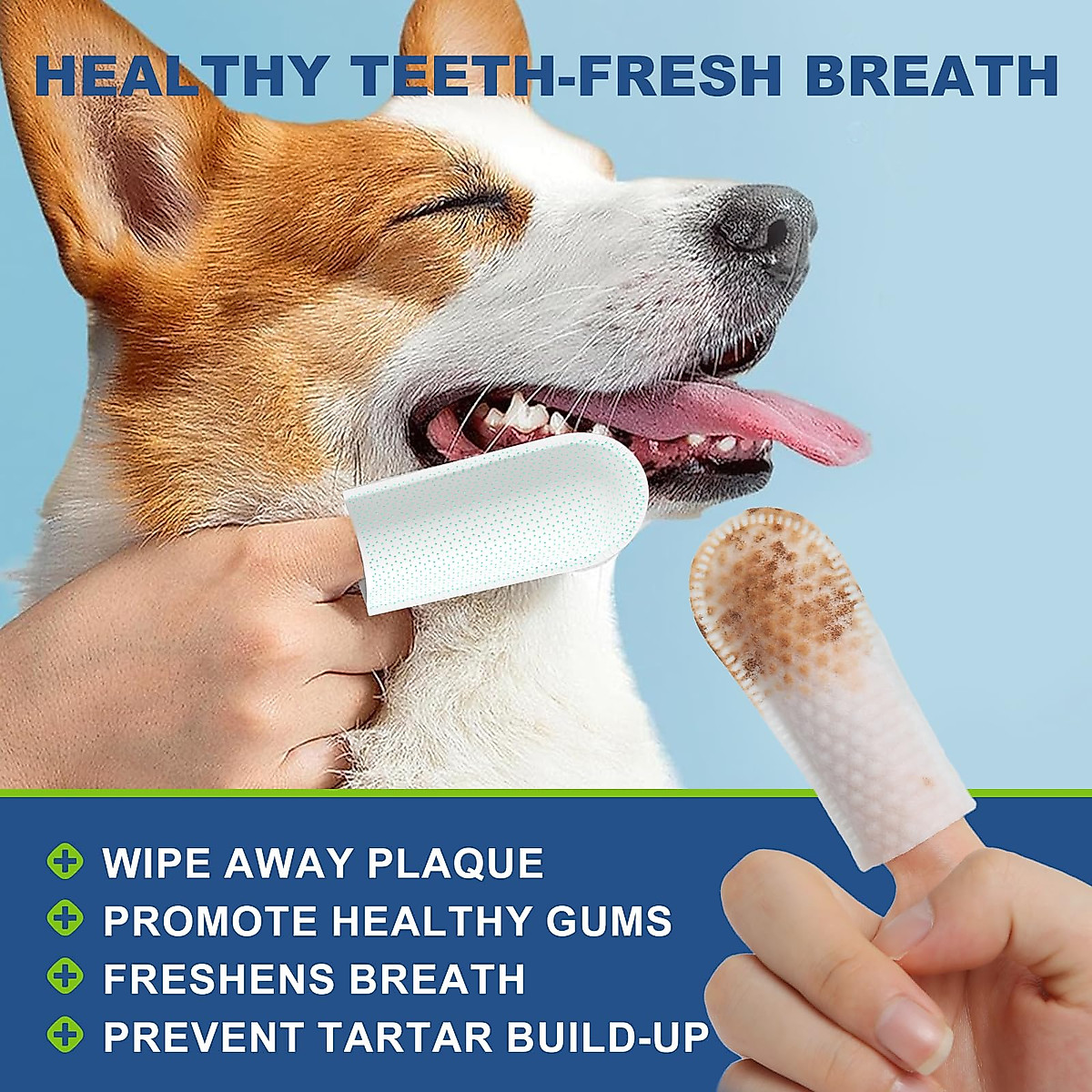 BALORIZ Dog Teeth Cleaning Wipes, Dog Dental Finger Wipes for Dog & Cats, Dog Dental Care Wipes Reduces Plaque & Freshens Breath, Disposable Dog Finger Toothbrush Gentle Pet Dental Wipes, 60 Counts