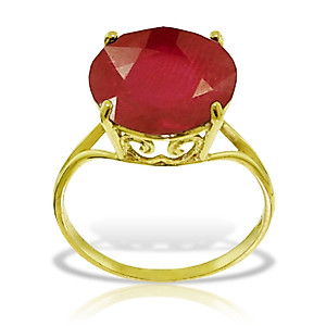 Galaxy Gold GG 14k Solid Gold Ring 12.0 mm Round Ruby (Yellow-Gold, 7.5)