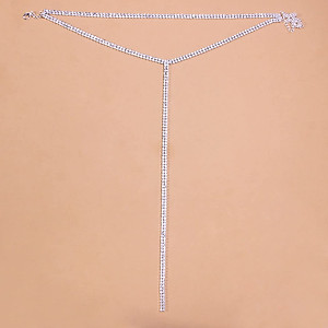 Blindery Rinestone Body Chains Jewelry Sexy Layered Body Necklace Crystal Body Necklace Nightclub Party Bikini Body Jewelry for Women