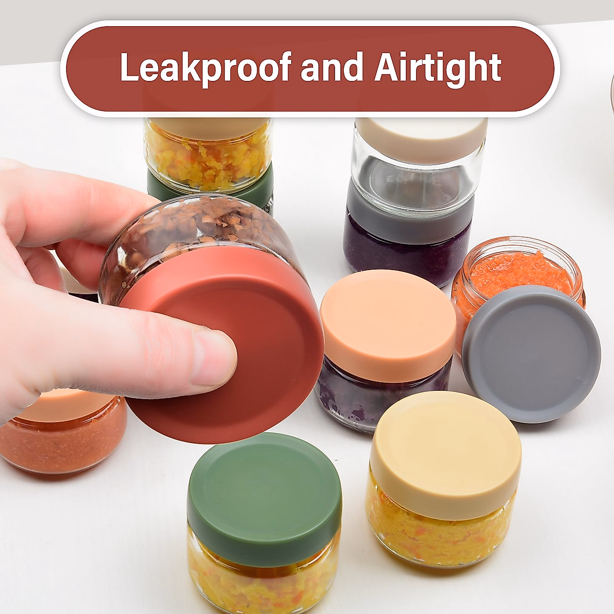 EONJOE 2 oz Glass Dressing Containers To Go Sauce Cups Mini Condiment Dip Jars with Lids Lunch Box Accessories,6-Pack