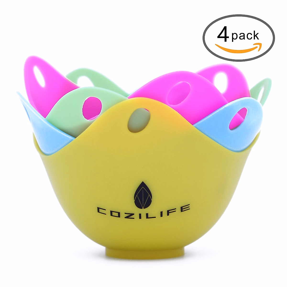 Egg Poacher – COZILIFE Silicone Egg Poaching Cups with Ring Standers, For Microwave or Stovetop Egg Cooking, Kraft Box Packing, BPA Free, Pack of 4