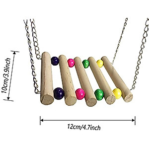 OMYZERO Bird Parrot Toys Swing Hanging,Bird Cage Accessories Toy Hammock for Parakeets,Cockatiels,Lovebirds,Conures,Budgie,Macaws,Lovebirds,Finches and Other Small Pets（Wood）
