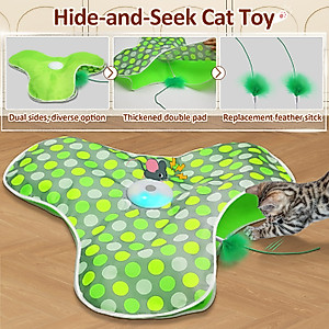 Sofolor Interactive Cat Toy, Automatic Cat Toys for Indoor Cats, Hide and Seek Cat Toy with Motion Activated, Moving Feather, Chirping, USB Rechargeable