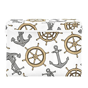 Steering Wheel Anchor Storage Bins with Lids for Organizing Lidded Home Storage Bins with Handles Oxford Cloth Storage Cube Box for Toys