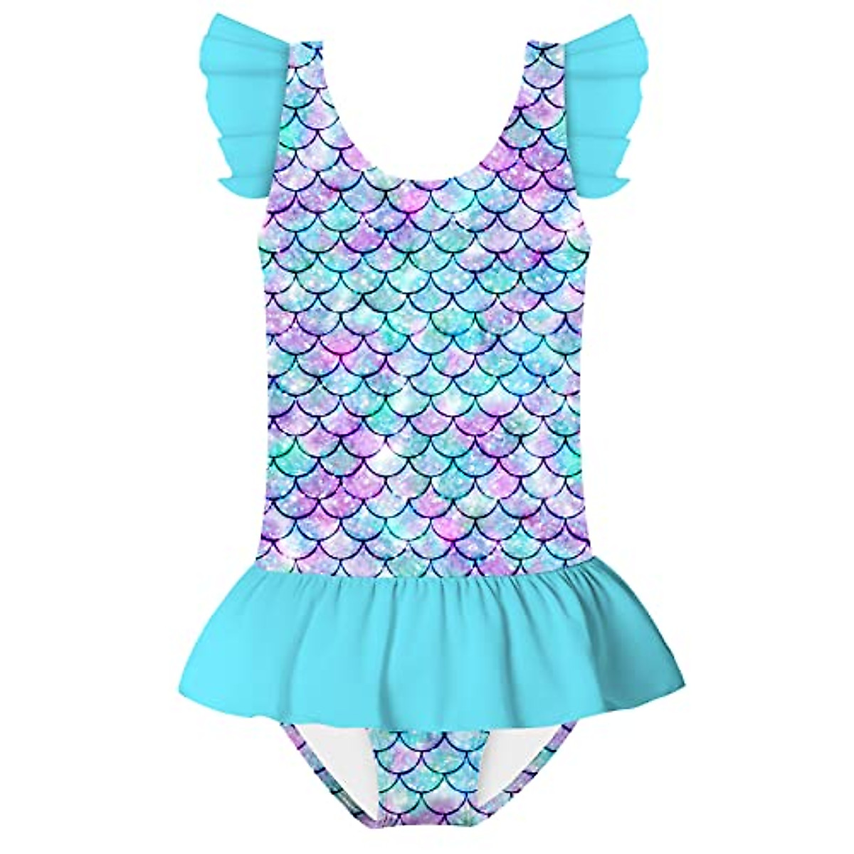 Mermaid Bathing Suit 4T 5T Swimsuit Girls One Piece Ruffle Swimwear Beachwear
