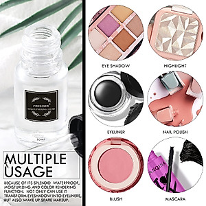 FREEORR 2 Pcs Makeup Mixing Liquid, Turn Eyeshadow into Eyeliner, Prolong Makeup Pigment & Durability, Transparent Make-up Mixing Liquid Drops,Moisturizing Eyeshadow Sealant 10ml*2