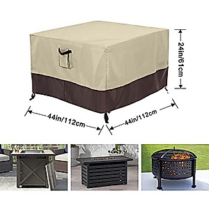 ABCCANOPY Waterproof Outdoor Patio Fire Pit Cover Lawn Patio Fire Bowl Covers Heavy Duty UV Resistant Dust Proof Protective Covers, 44" Lx 44" Wx 24" H