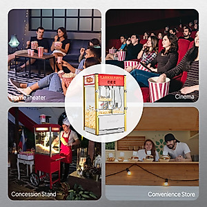 ROVSUN Commercial Popcorn Machine Movie Theater Style with 16 Ounce Kettle, Countertop Popcorn Maker Machine w/Stainless Steel Scoop, Oil Spoon & 3 Popcorn Cups (Red)