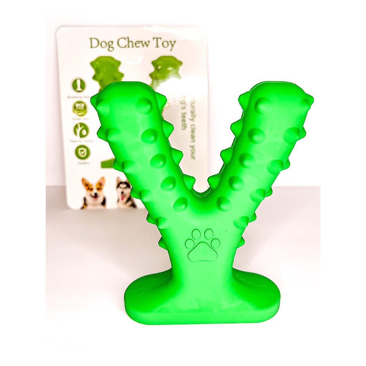 SINCREX USA Dog Toothbrush Dental Chew Cactus Toy - Teeth Cleaning, Teething Aid - Soft, Flexible, and Durable Rubber Toy for Medium and Small Breeds
