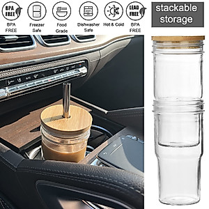 ALINK 4 Pack Large Beer Glasses + Mason Jar Glass Cups with Bamboo Lids and Straws