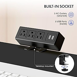 FLEXISPOT EN2 Whole-Piece Standing Desk with Clamp Power Strip, 55 x 28 Electric Stand Up Height Adjustable Desk with Cable Management (Black Frame + 55" Rustic Brown Desktop, 2 Packages)