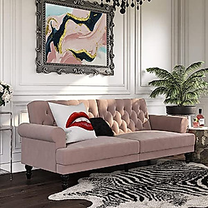 Novogratz Cassidy Upholstered Futon, Blush Velvet