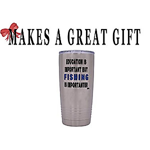 Rogue River Tactical Funny Fishing 20 Oz. Travel Tumbler Mug Cup w/Lid Vacuum Insulated Hot or Cold Education Fishing Gift Fish