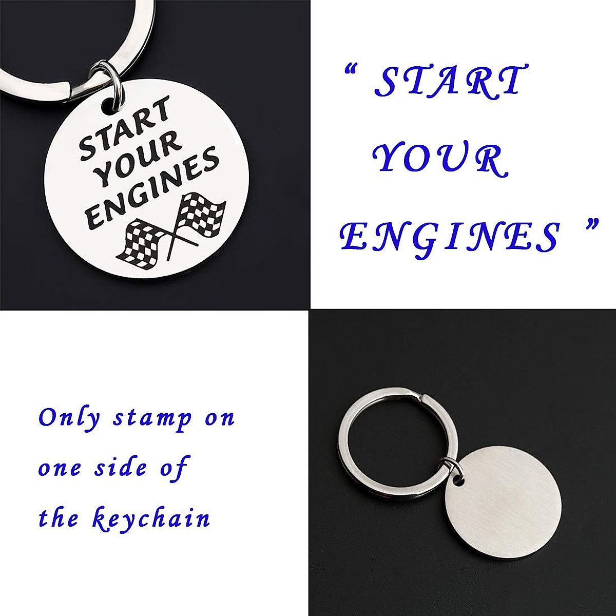 CENWA Race Day Gift Street Racing Gift Start Your Engines Keychain Checkered Flag Jewelry Car Racing Gift Drag Racing Gift (Start Your Engines K)