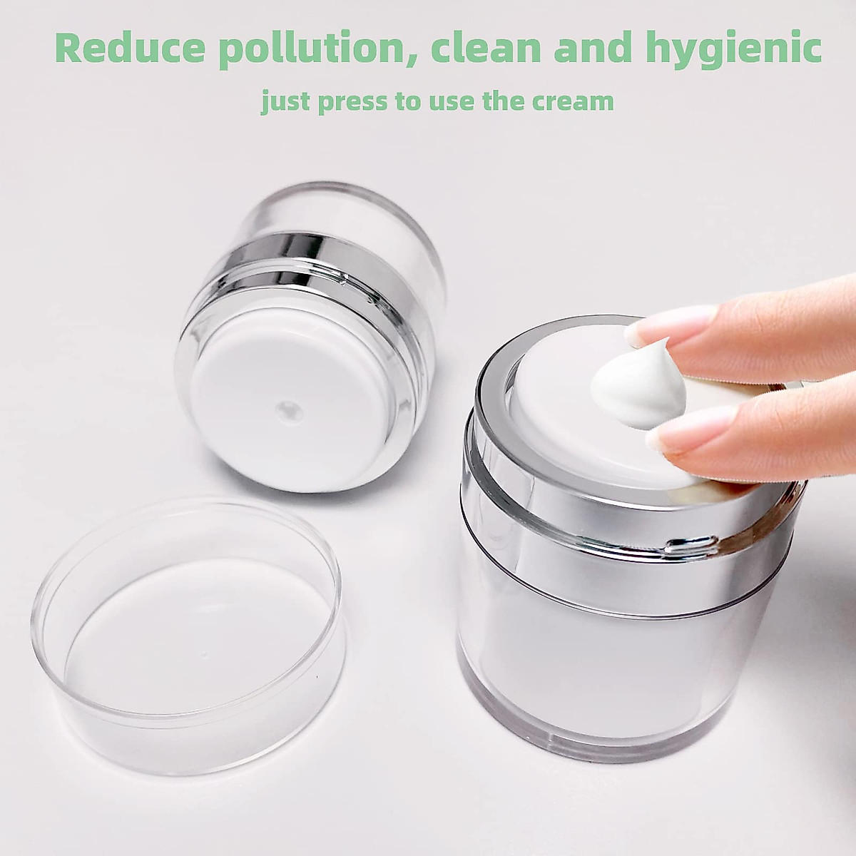 Airless Pump Jar,Cream Jar Vacuum Bottle, Empty Refillable Cosmetic Air Pump Jars Bottles, Portable Airless Lotion Sample Container Pot, Leak-Proof DIY Portable Travel Makeup Containers (30ML)