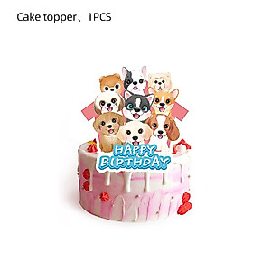 50 Dog Birthday Decorations Including Birthday Banners, Cake Toppers, Cupcake Toppers, Balloons, Swirls For Dog Paw Print Birthday Party Supplies And Baby Shower Decorations