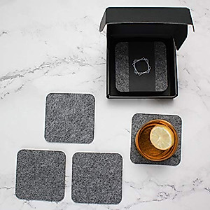 KADI Felt Absorbent Coasters for Drinks Suit any Table Type, Wood, Granite, Glass, Marble, Stone Table Top, Apartment Office Kitchen Living Room Coffee Bar Housewarming Decor(set of 8,Grey)