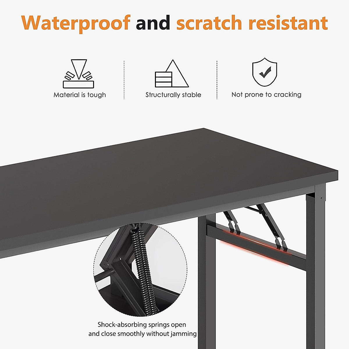 DlandHome 47 inches Folding Table Computer Desk Portable Table Activity Table Conference Table Home Office Desk, Fully Assembled Black DND-ND5-120BB