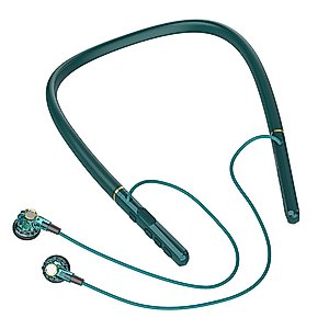 BX-05 Wireless Neckband Headphones w/Mic in-Ear Magnetic Earphone,Crystal-Clear Calls, Fast Charging, IPX4 Sweatproof Deep Bass Headset for Phone Call Music Sports (Green)