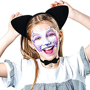 Hotop 4 Pcs Black Cat Costume Set Girls Cat Cosplay Costume Cat Ears Headband Tail Bowtie Black Tutu Skirt for Kitty Halloween Costume Dress up Party