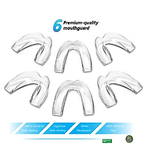 The ConfiDental - Pack of 6 Moldable Mouth Guard for Teeth Grinding Clenching Bruxism, Sport Athletic, Whitening Tray