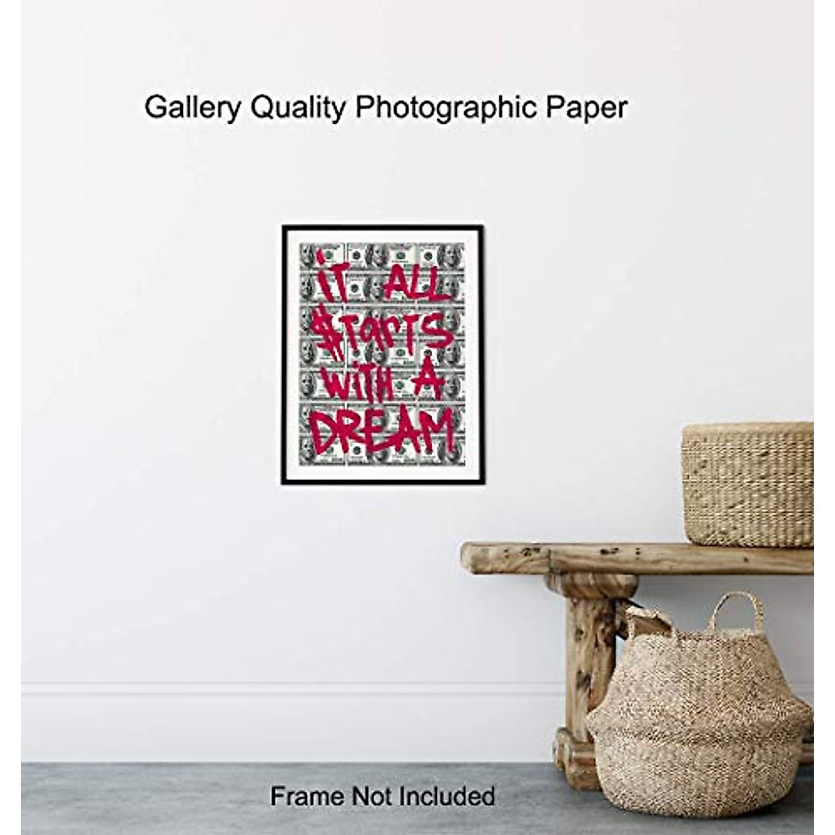 Office Wall Art, Home Decor - Motivational 8x10 Poster Print in Graffiti, Street Art, Mural Style - Unique Room Decorations and Gift for Entrepreneur - Unframed Photo