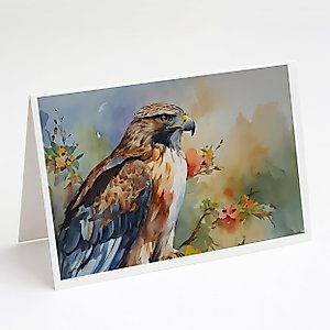 Caroline's Treasures DAC3232GCA7P Hawk Greeting Cards Pack of 8 Blank Cards with Envelopes Whimsical A7 Size 5x7 Blank Note Cards