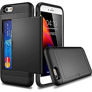 SUPBEC iPhone SE 2022 Wallet Case, Card Holder & 2x Screen Protectors, Shockproof Silicone TPU + Hard PC - Black